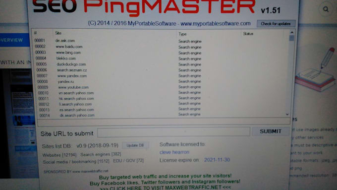 Ping your link to pingmaster 15000 sites by Warlord666 | Fiverr