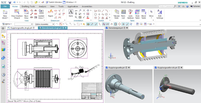 3d model in nx with drawing by Vidyasagarchava | Fiverr