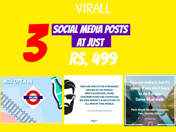 Design 3 social media posts at inr 499 only by Virall | Fiverr