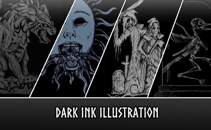 Create a dark ink drawing by Kryptghoulart | Fiverr