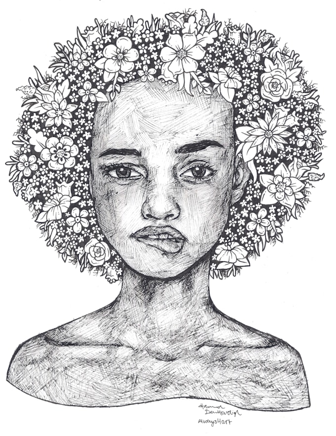 Draw your portrait in a cool ink style by Always4art | Fiverr