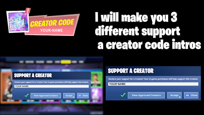 Make you 3 different support a creator code intros by Sharkyzz | Fiverr