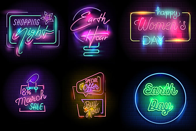 Design a retro neon sign with your text or logo by Nikahanchar | Fiverr