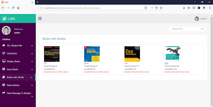 Provide you library management system with admin panel by ...