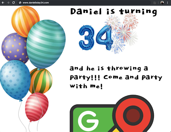 Birthday party template with google map location by Danieltosaba | Fiverr