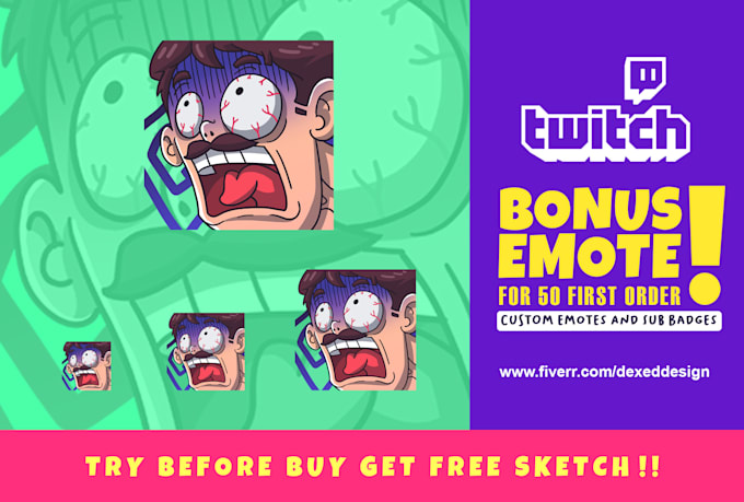 Create amazing custom twitch emotes and sub badges by Dexeddesign | Fiverr