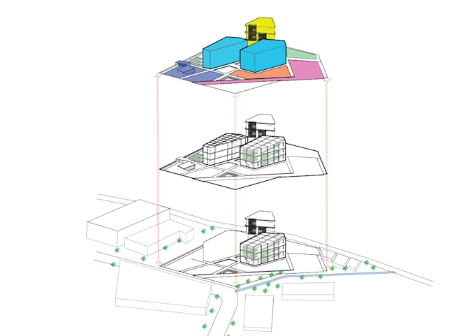 Create an axonometric architectural drawing by Wikh_ayers | Fiverr