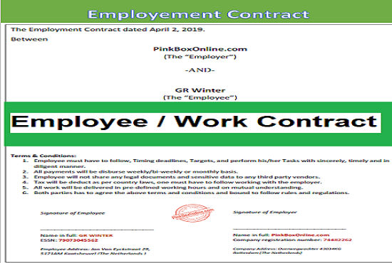 Create employment, work contract with official stamp by Payrollexpert ...