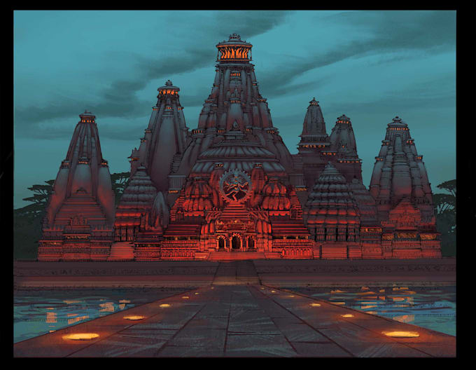 Draw a 2d environment design with line by Mooneyart | Fiverr