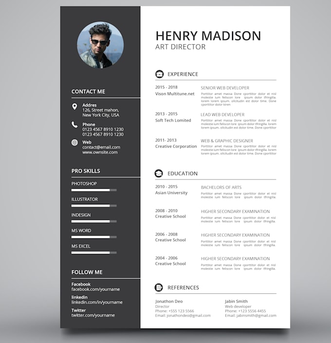 Design your curriculum vitae, cv with style by Js4604 | Fiverr