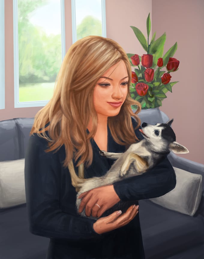 Draw a detailed pet portrait art by Aimelis | Fiverr