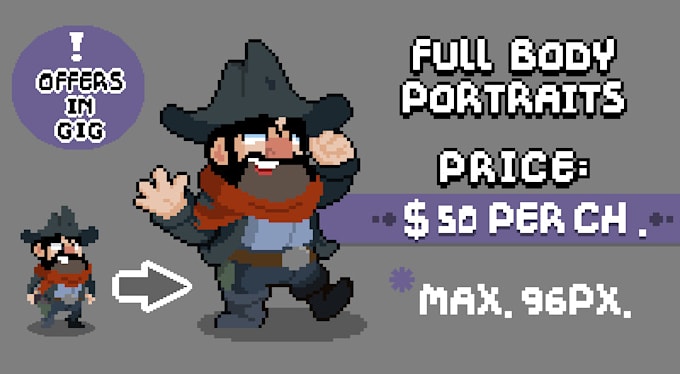 Create full body portraits pixel art by Dara90 | Fiverr