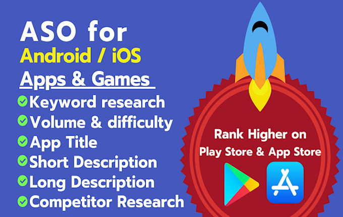 Do aso and write descriptions for your apps and games by Touhidalam69 | Fiverr