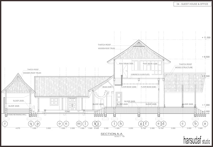 Creating section of building in an architectural floor plan, by ...