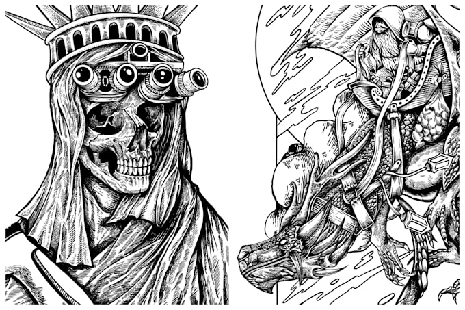 Draw a high detailed black and white illustration by Ryanhdyt | Fiverr