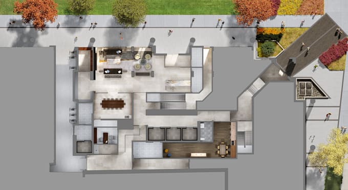 Create amazing birds eye or plan view renderings by Trinoksha | Fiverr