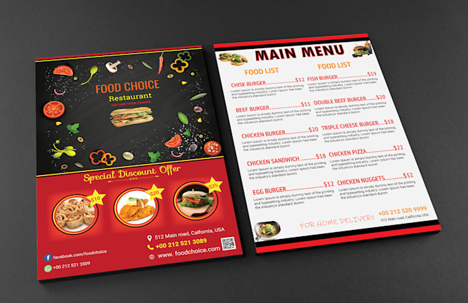 Design beautiful and creative food menu and restaurant flyer by Dipokk ...