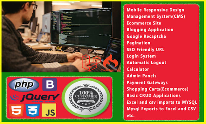 Fix,install or develop any php,codeigniter,laravel,yii,wordpress ...