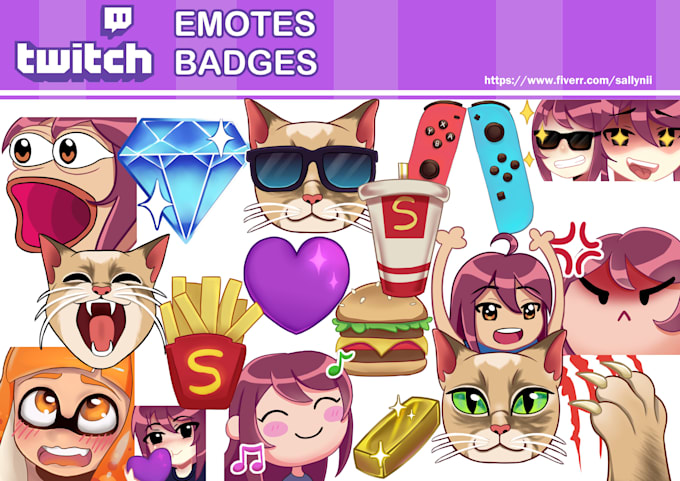 Create custom emotes and badges for your stream by Sallynii | Fiverr