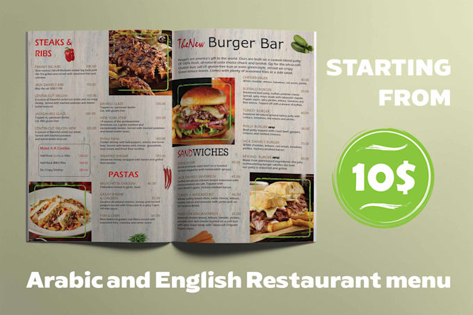 Fast food menu with two languages arabic and english by Mahmoudelhamamy ...