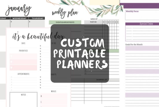 Design custom high quality printable planner or calendar by Bobshegz98 ...
