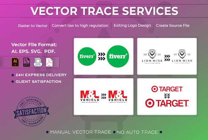 Do trace, convert raster to vector your logo professionally by Graphics0012 | Fiverr