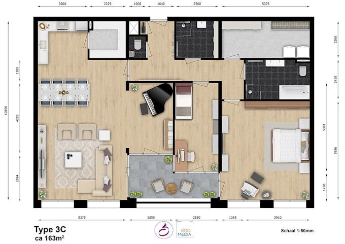 Make graphic floor plan impression by Jcanete | Fiverr