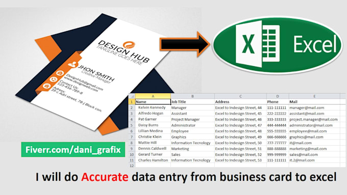 Do accurate data entry from business cards to excel sheet by Dani ...