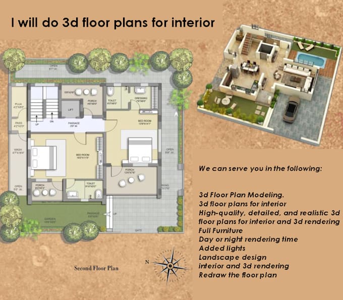 Do 3d floor plans for interior and 3d rendering by Massive_3dpoint | Fiverr