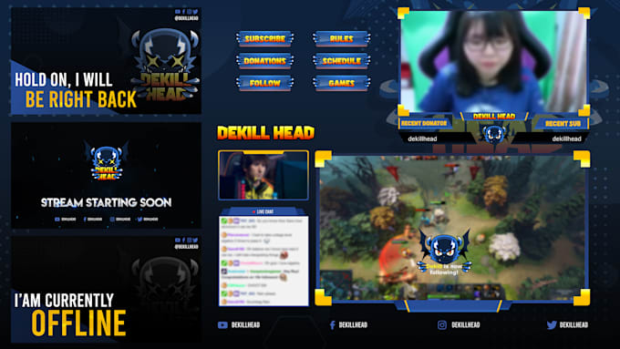Create twitch panel, twitch alert, facecam, overlay screen, animated ...