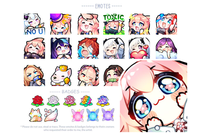 Create super cute and amazing emotes for your channel by Yuukieeart ...