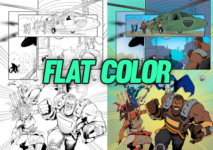 Do flat color for your comics or illustrations by Sebadibujando | Fiverr