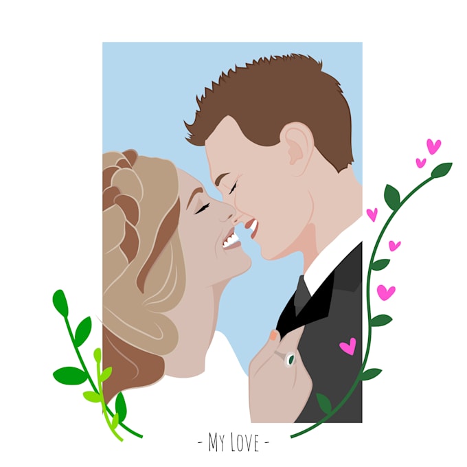 Draw a wedding portrait illustration by Valeriarosinski | Fiverr