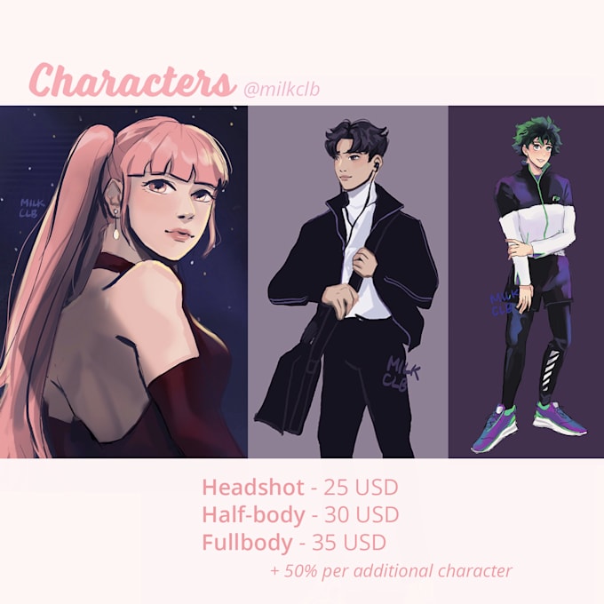 Do character art commissions by Milkclb | Fiverr