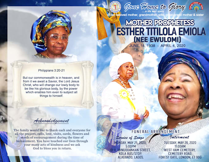 Design world class obituary, funeral program in 6hrs by Nicolegraphics ...