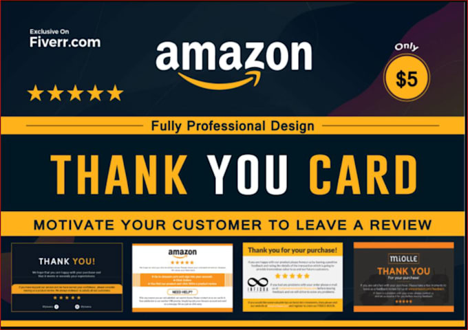 Design a custom and unique amazon thank you card package insert within ...