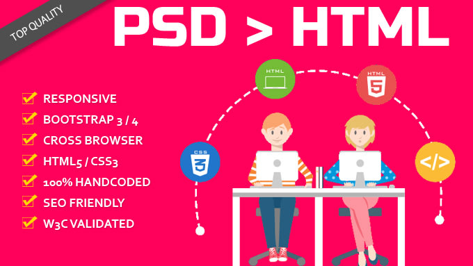 Convert psd to html responsive bootstrap 4 by Idevation | Fiverr