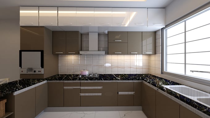 Do modular kitchen 2d and 3d rendering by Aditi1996 | Fiverr
