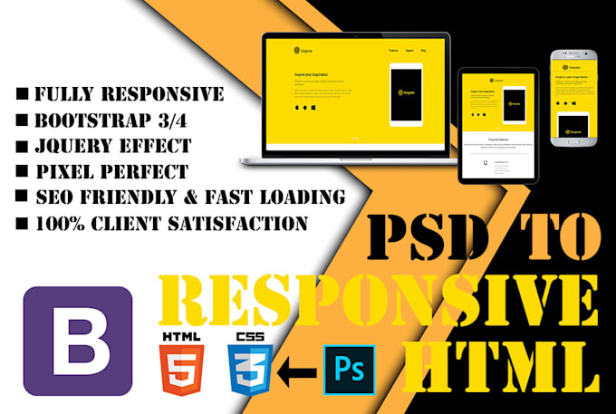 Convert psd to responsive html,css website and landing page by Samurai ...