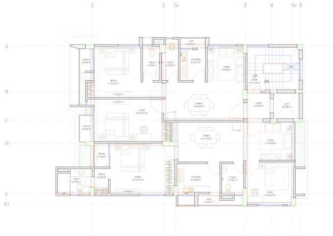 Do 2d architectural detailed plan by Archicraft027 | Fiverr