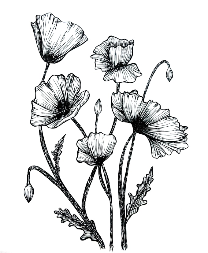 Design a personal floral linework tattoo by Haileyrohn | Fiverr