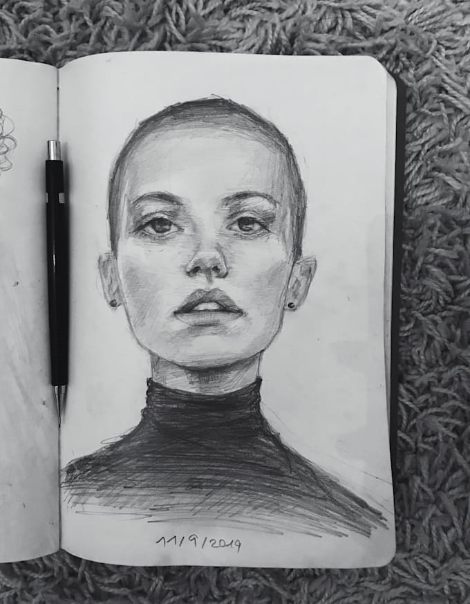 Draw realistic graphite portraits by Fantonia | Fiverr
