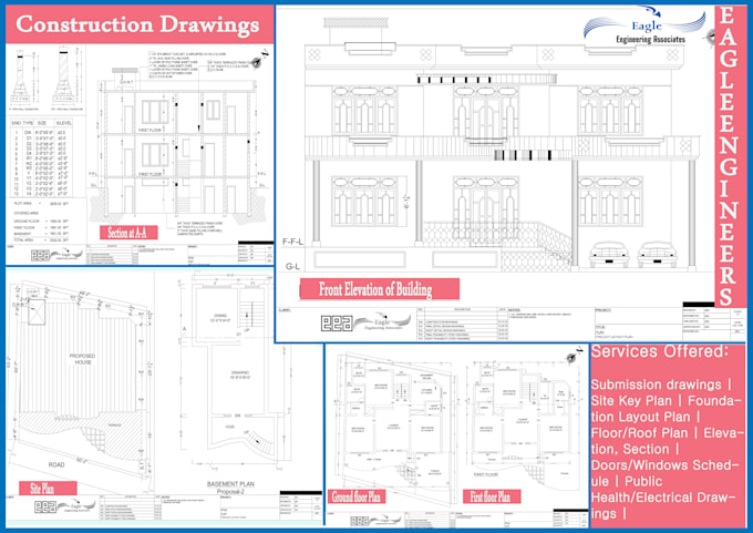 Design 2d architectural construction drawings complete set by ...