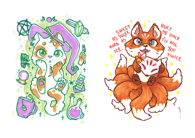 Draw a traditional marker illustration by Spelacvajnar | Fiverr