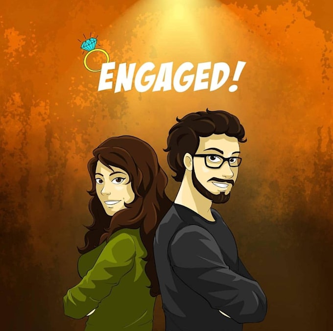 Design customized invitations, couple cartoon by Digital_natives | Fiverr