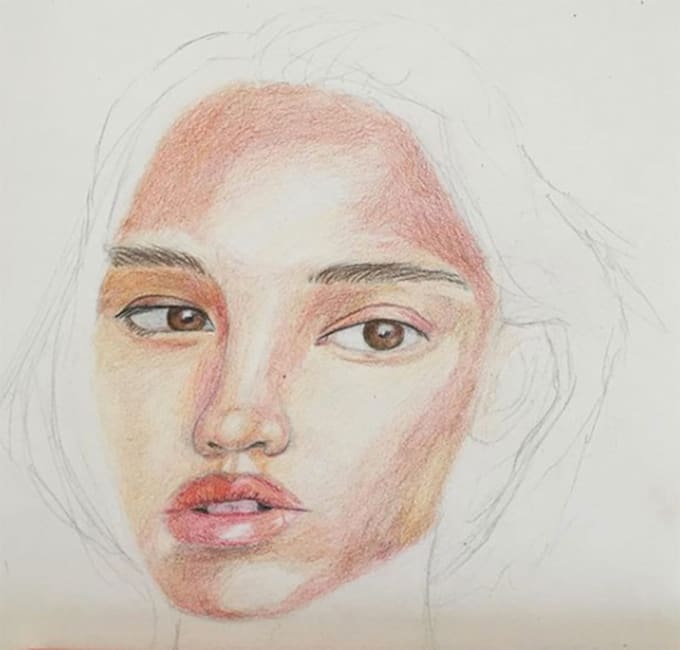 Draw a certainly photo in a semi realistic style, colored or pencil ...