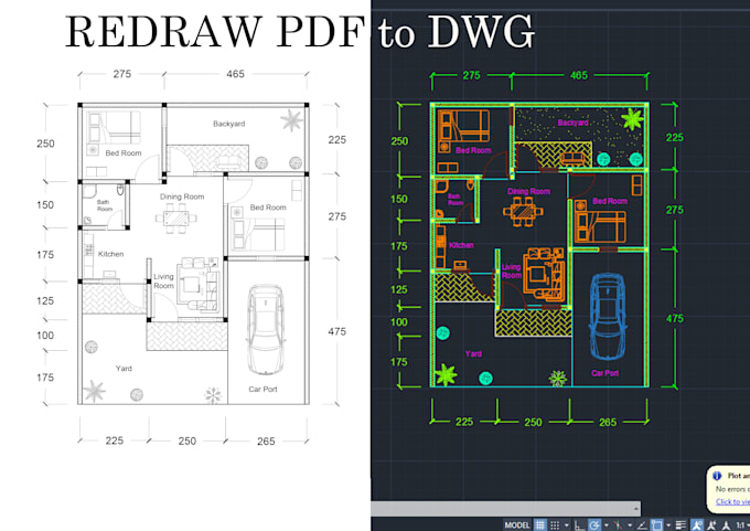 Redraw or convert your sketch plan into 2d cad drawing by Diyanpermana ...
