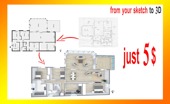 Convert your hand sketch to 2d and 3d floor plan by Mohamedhaggag27 ...