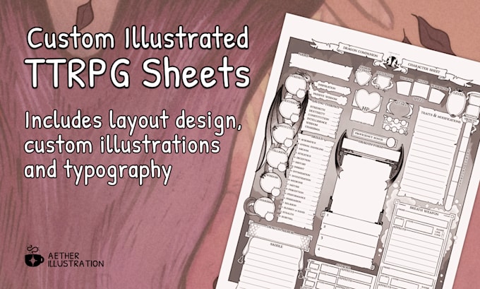 Design custom table top rpg character sheets by Emdraws | Fiverr