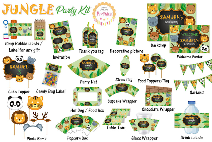 Design a printable custom party kit for kids by Silviagraphic | Fiverr